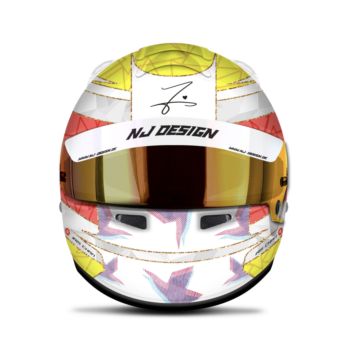 Custom helmet design for Iris Chan made with matt finish.