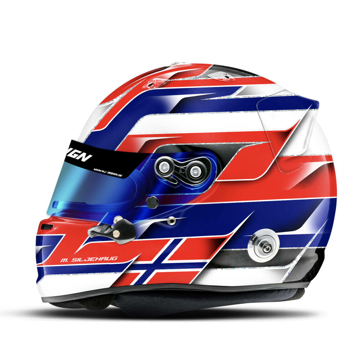 Custom helmet design by NJ Design for 20223 motorsport season