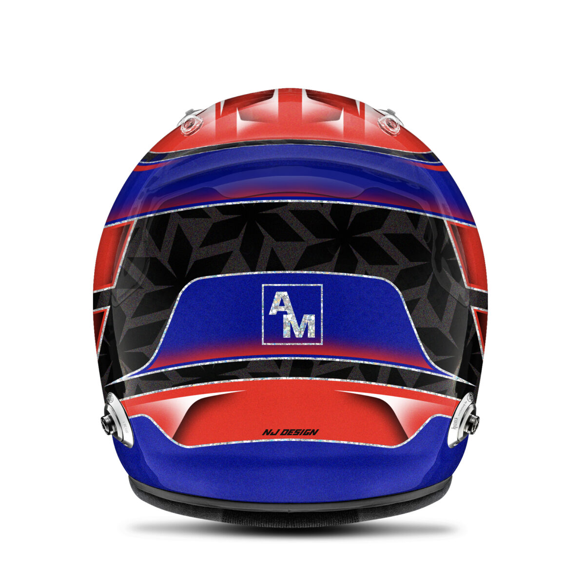 Custom helmet design for Simon Seiersen with metallic colors.