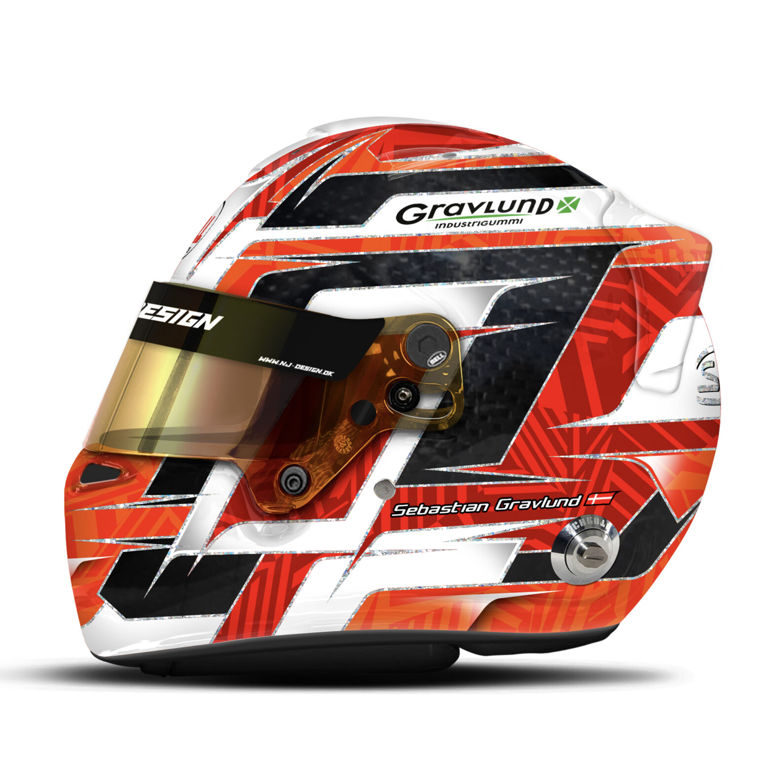 Custom helmet design by NJ Design for 20223 motorsport season