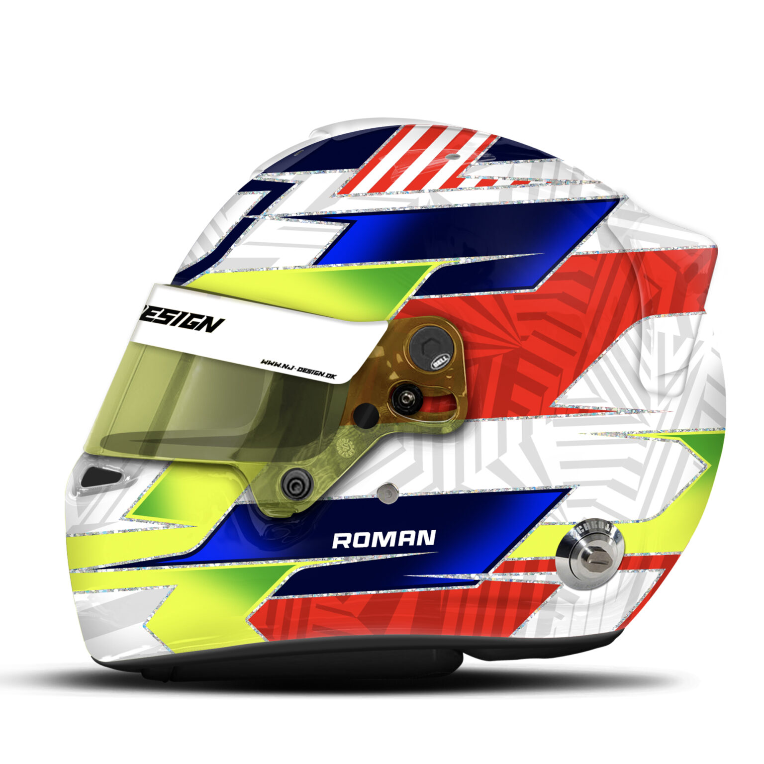 Custom helmet design by NJ Design for 20223 motorsport season