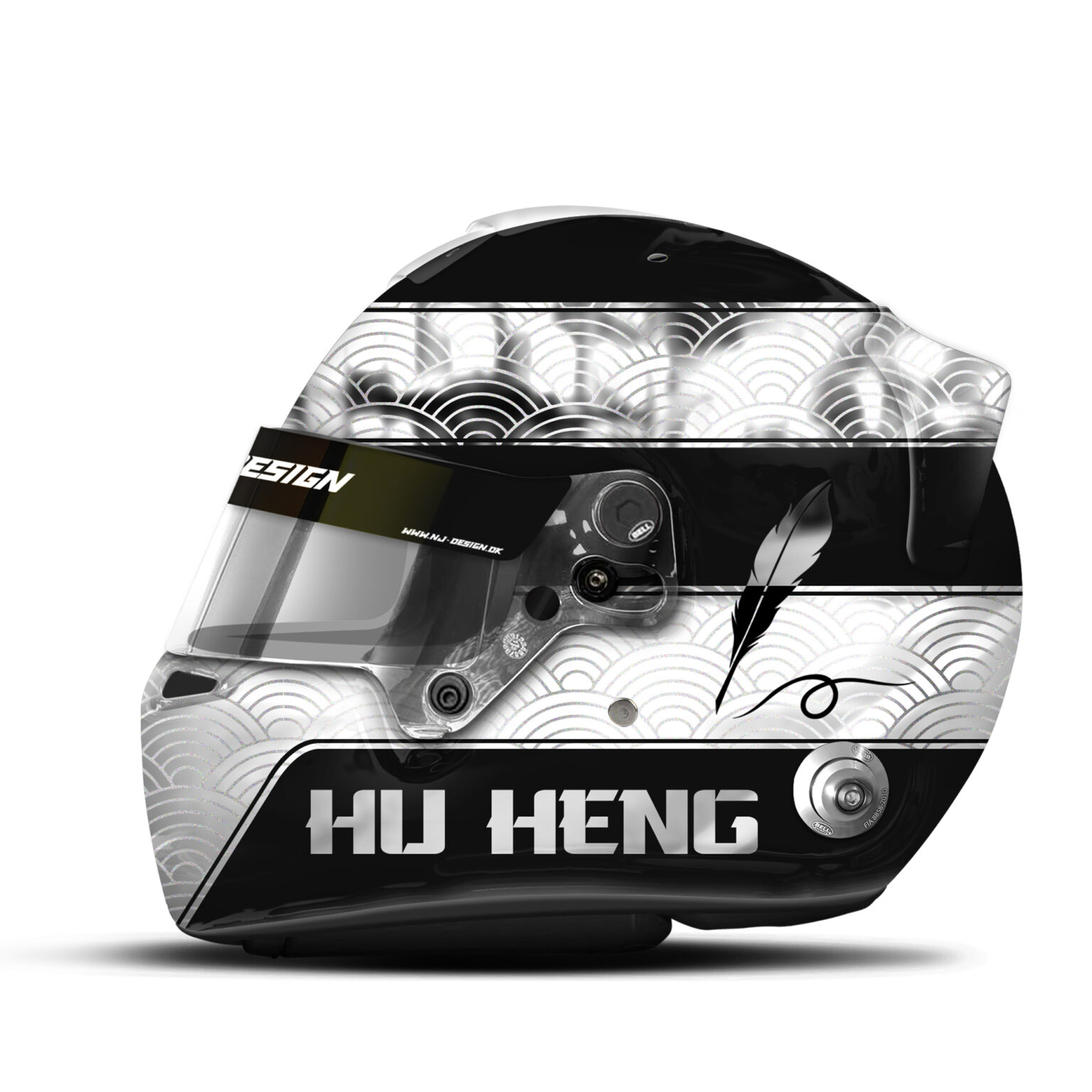 Custom helmet design by NJ Design for 20223 motorsport season