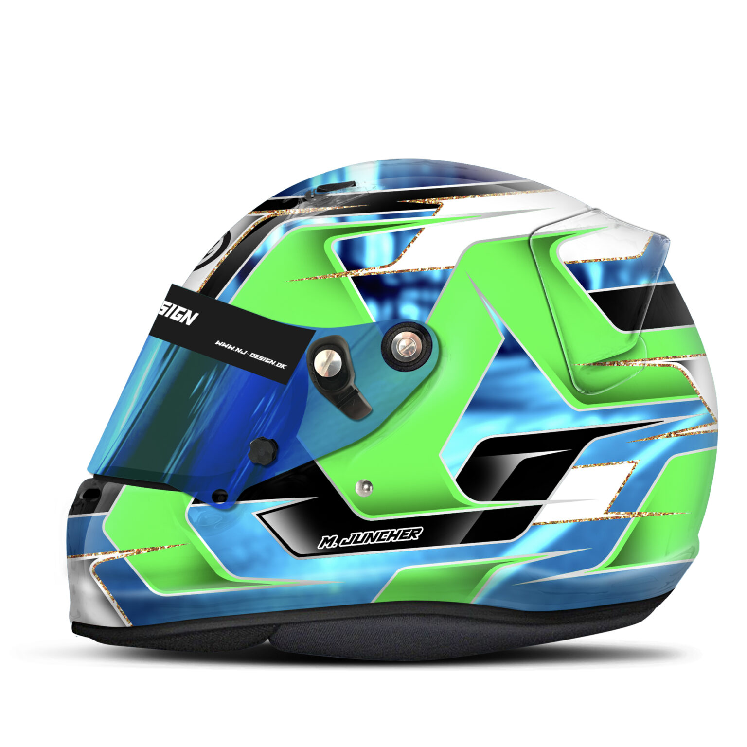 Custom helmet design by NJ Design for 20223 motorsport season