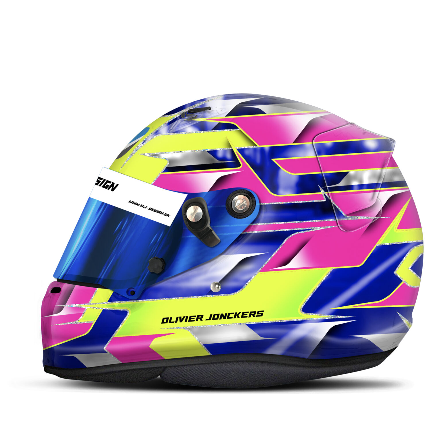 Custom helmet design by NJ Design for 20223 motorsport season