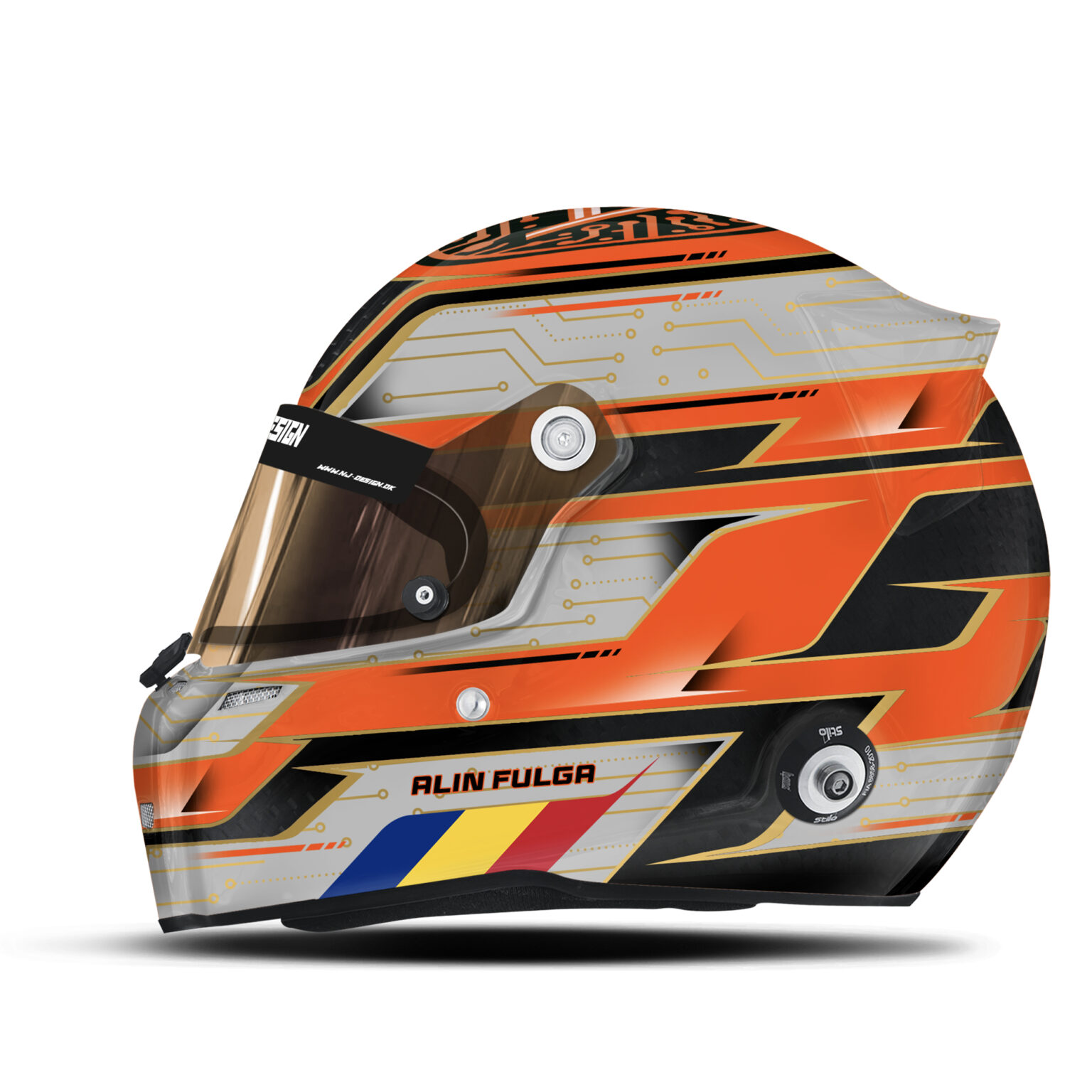 Custom helmet design by NJ Design for 20223 motorsport season