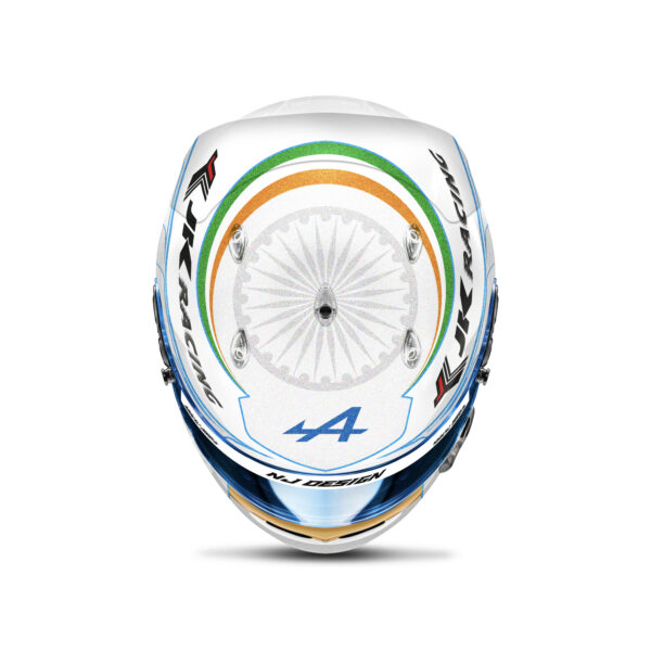 Helmet design for Kush Maini for his 2024 season in Formula 2.