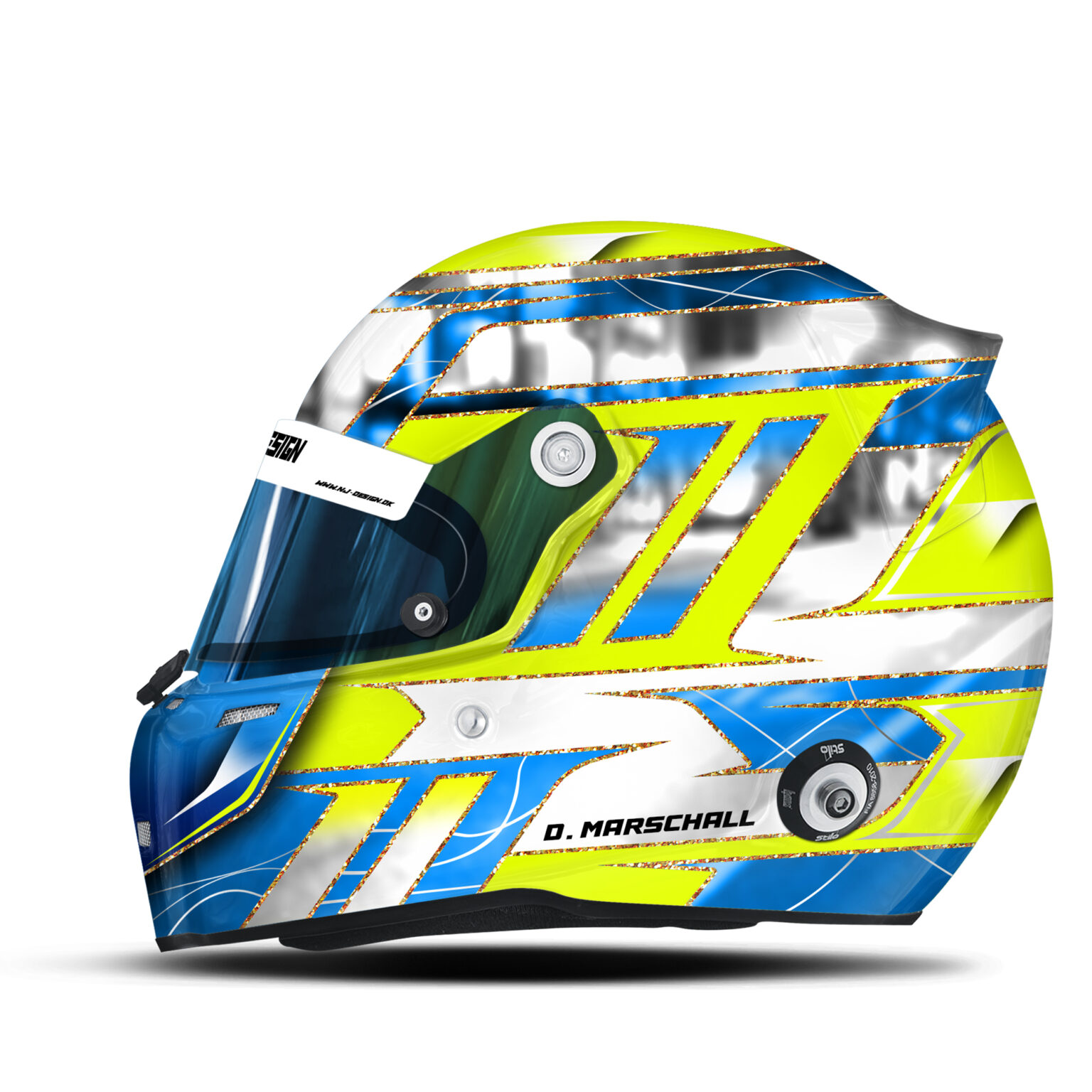 Professional custom helmet design by NJ Design in 2024.