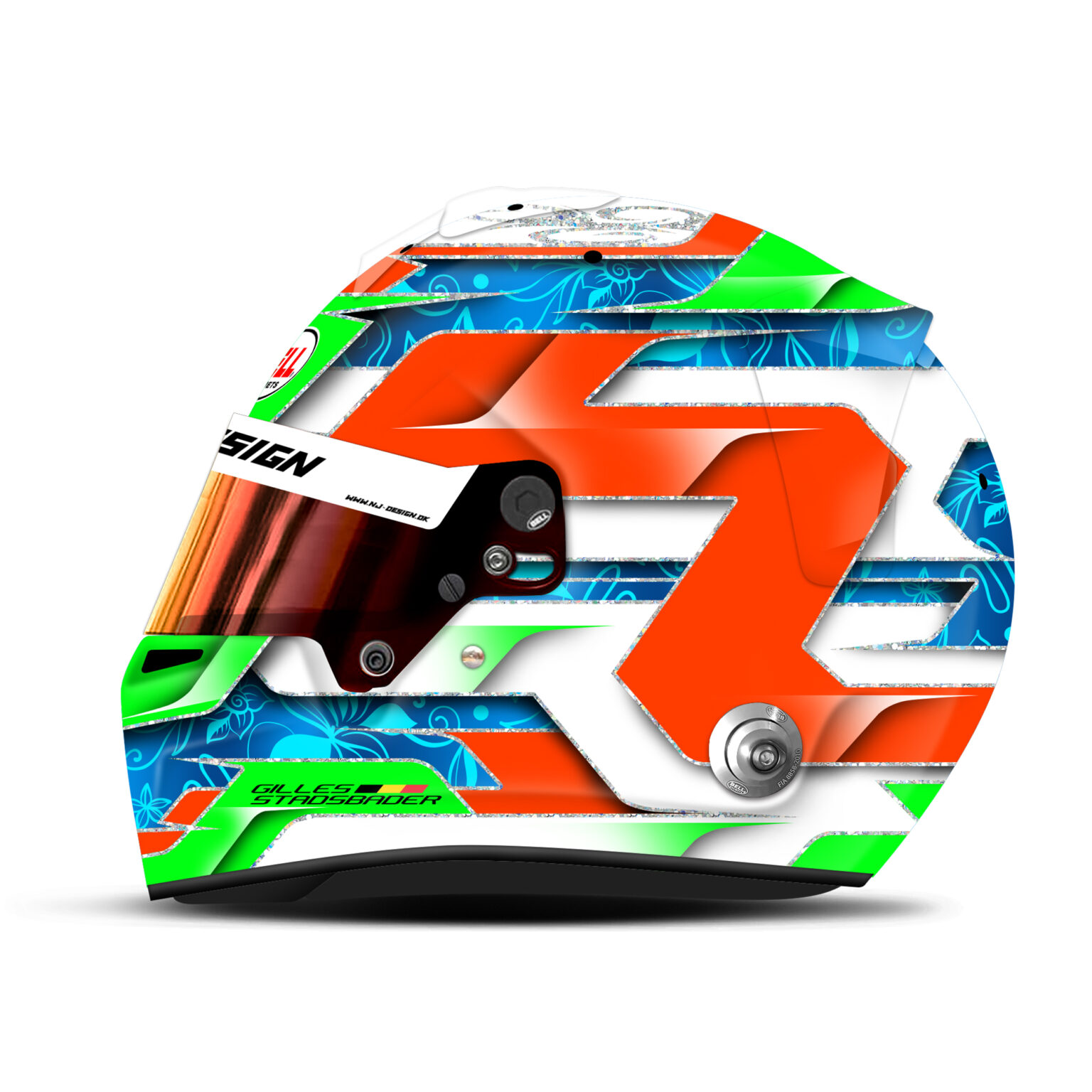 Professional custom helmet design by NJ Design in 2024.