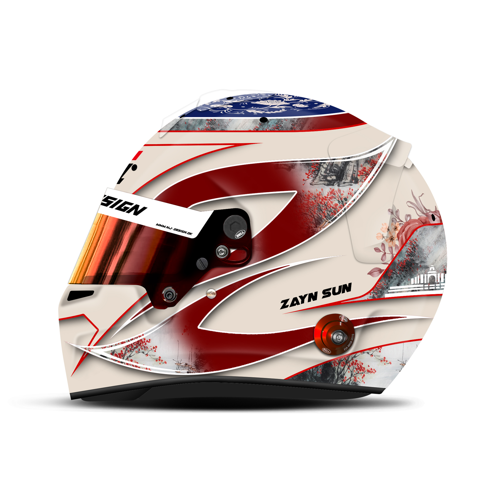 Helmet design for Zayn Sun made on a Bell RS7 Pro helmet.